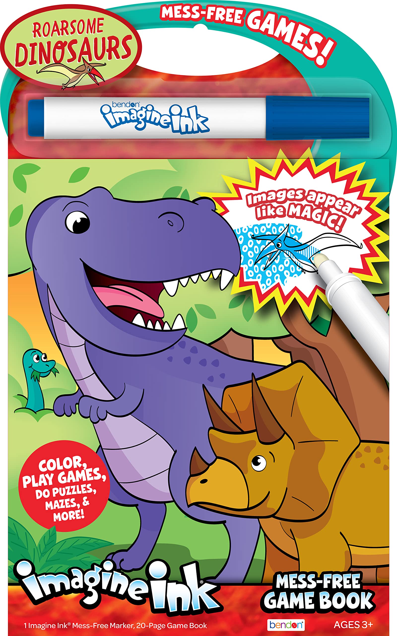 Amazon.com: Bendon Dinosaurs Imagine Ink Coloring Book Game Pad with 1 ...