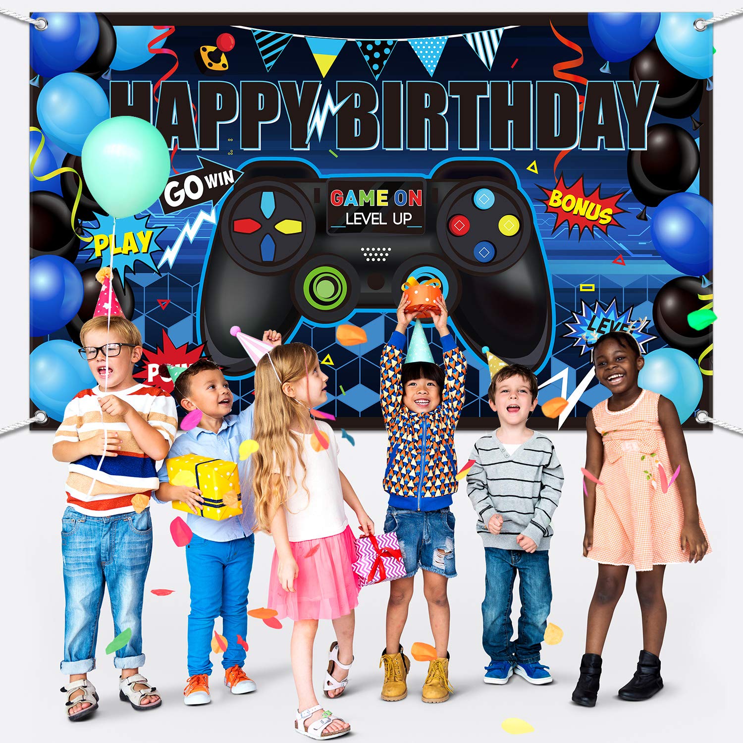 Video Game Happy Birthday Backdrop Game on Birthday Party Backdrop ...