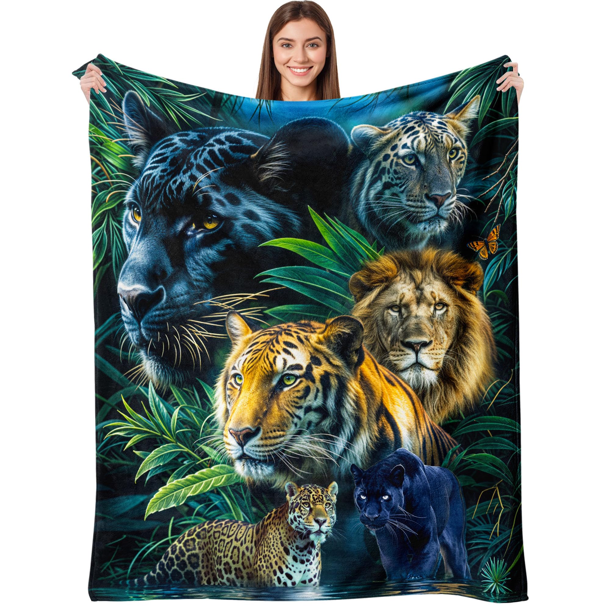Amazon.com: Decorative Jungle BeastsThrow Blanket, Fuzzy Soft Cozy ...