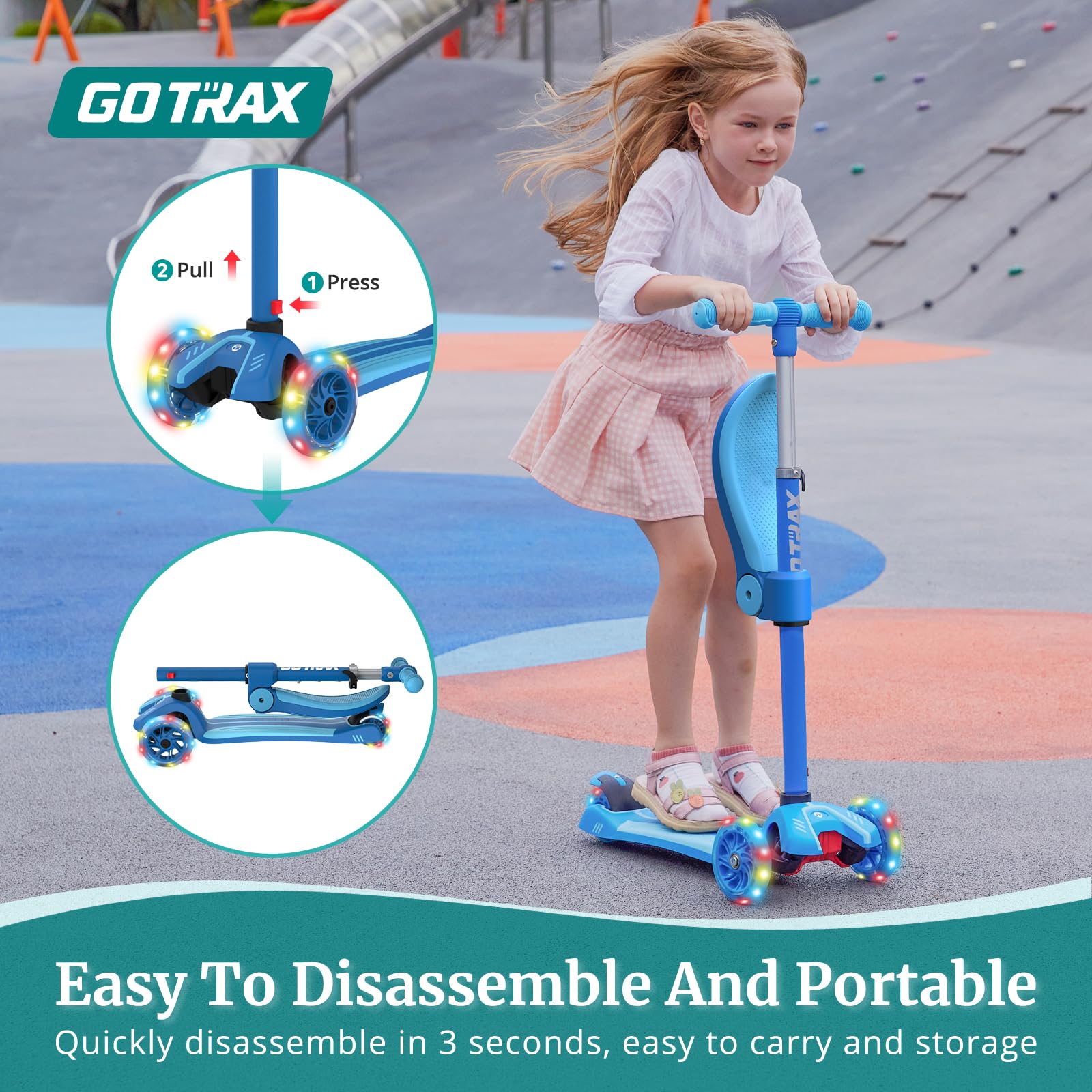 Snapklik.com : Gotrax KS3 Kids Kick Scooter, LED Lighted Wheels ...