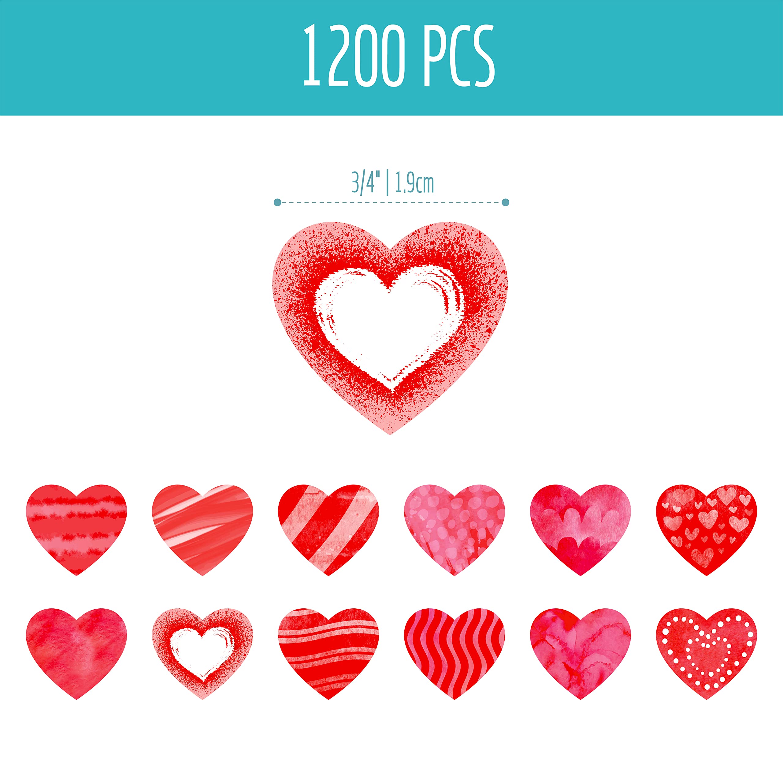 Snapklik.com : 1200 PCS Red Heart-Shaped Sticker, 12 Designs Self ...