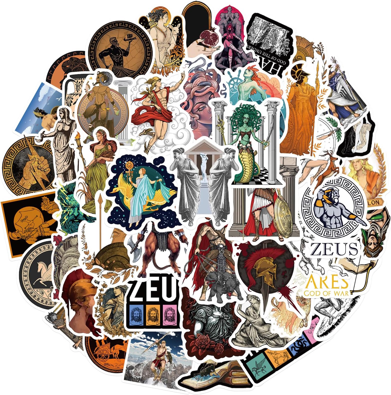 Amazon.com: Greek Mythology Stickers, 60Pcs Greek Mythology Characters ...
