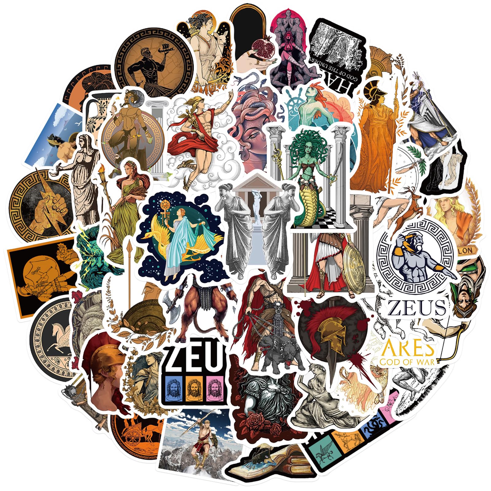 Amazon.com: Greek Mythology Stickers for Teen Laptop, 50pcs Retro ...