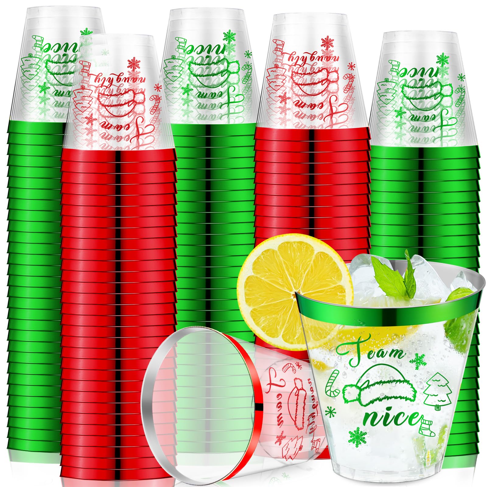 Amazon.com: Tioncy 100 Pcs 9 oz Christmas Plastic Cups Christmas ...