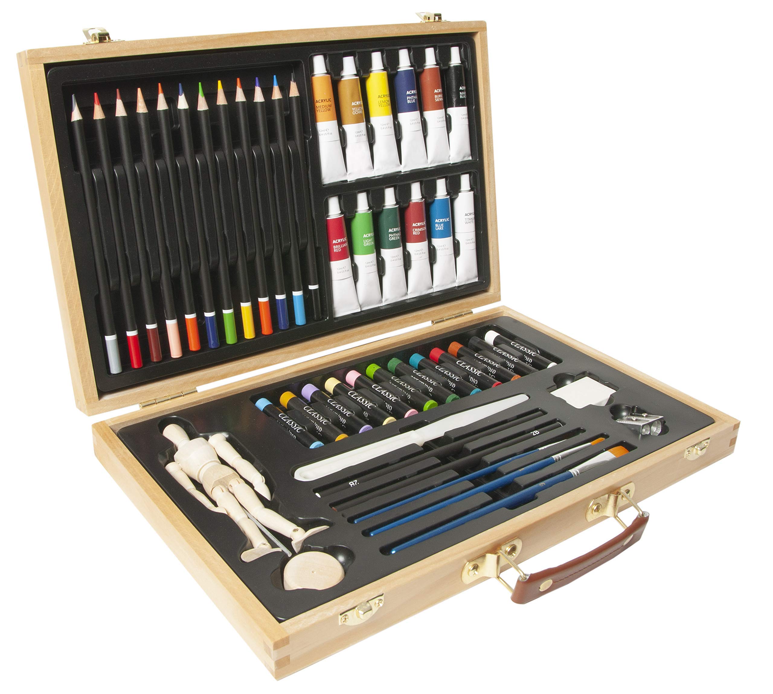 Buy Elements 46 Pieces Mixed Media Art Set - Art Set with Wooden ...