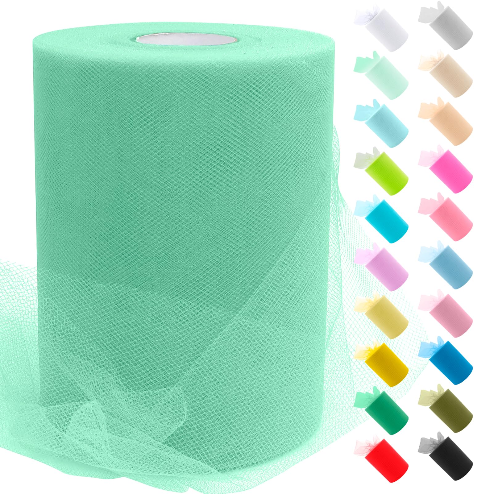 Amazon.com: JeogYong Mint Green Tulle Fabric Roll, 6" x 100 Yards ...