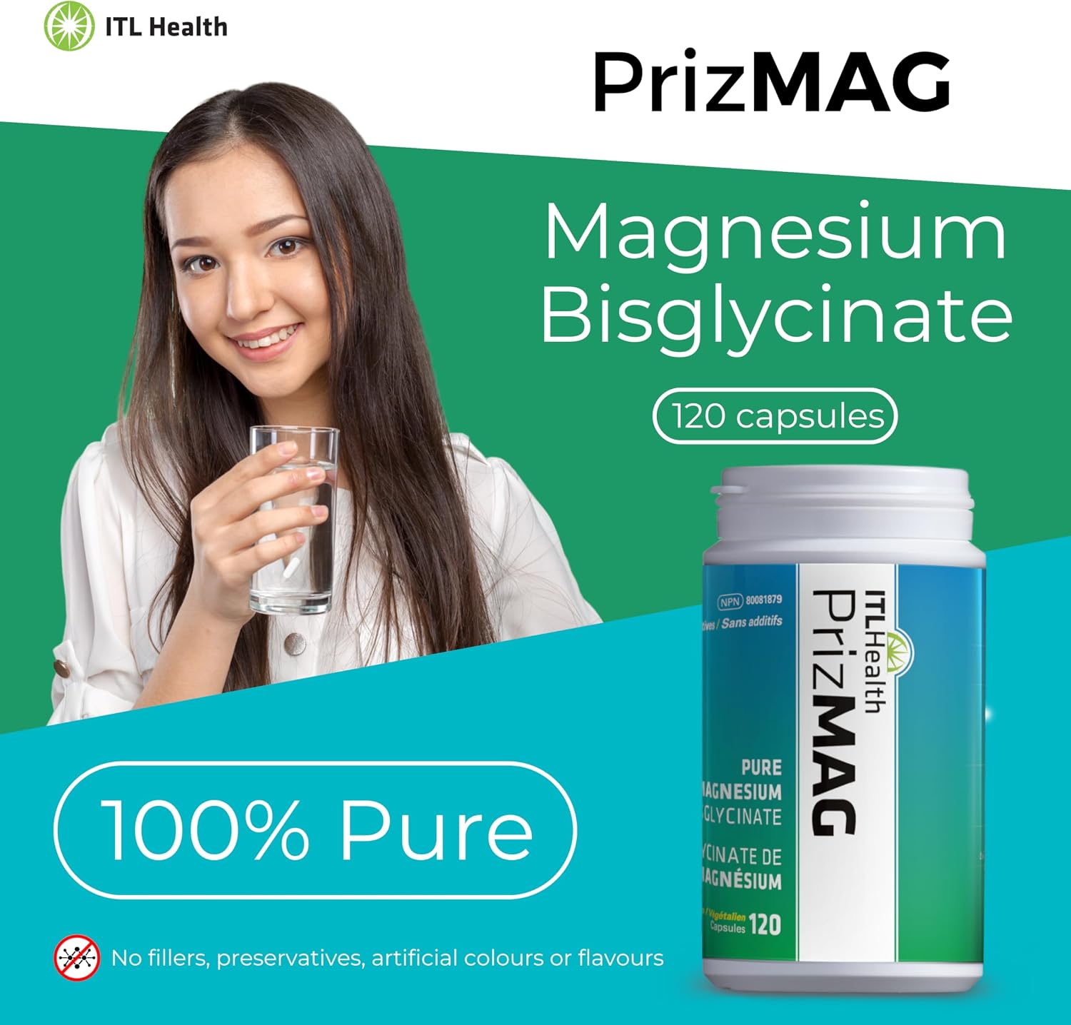 ITL Health MAG365 PrizMAG Pure Magnesium Bisglycinate Pullulan Vegan ...