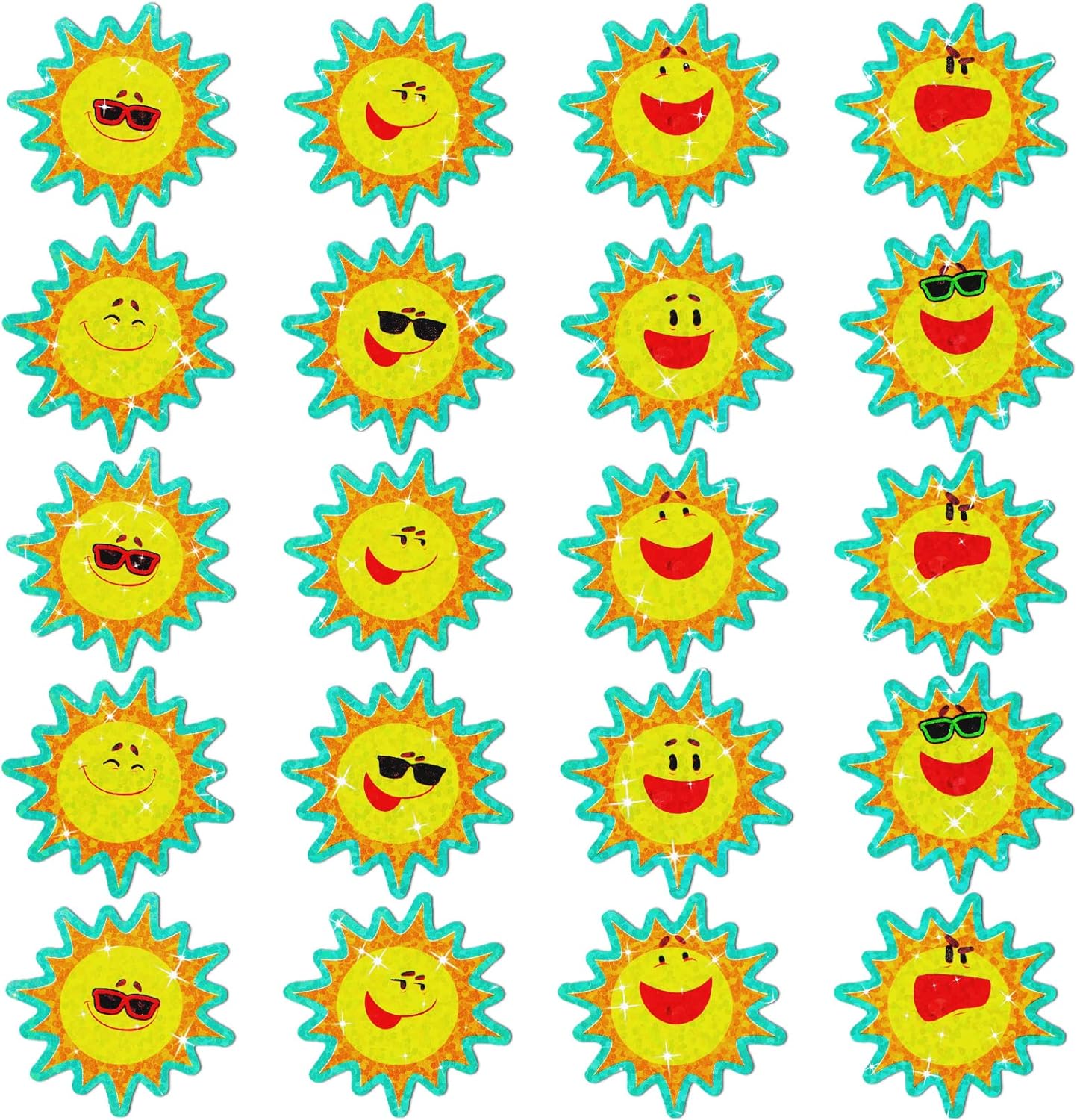 Amazon.com: Tatuo 480 Pieces Suns Dazzle Stickers for Kids Glitter Suns ...