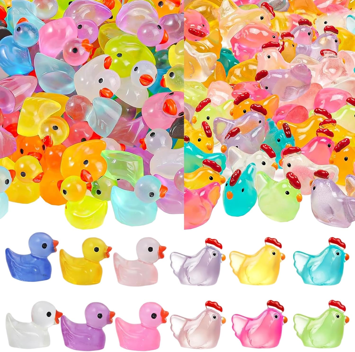 Amazon.com: Osheng Mini Ducks Mini Resin Ducks Luminous Mini Chicken ...