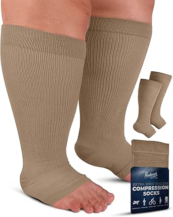 Amazon.com: Pembrook Toeless Compression Socks Wide Calf for Women and ...