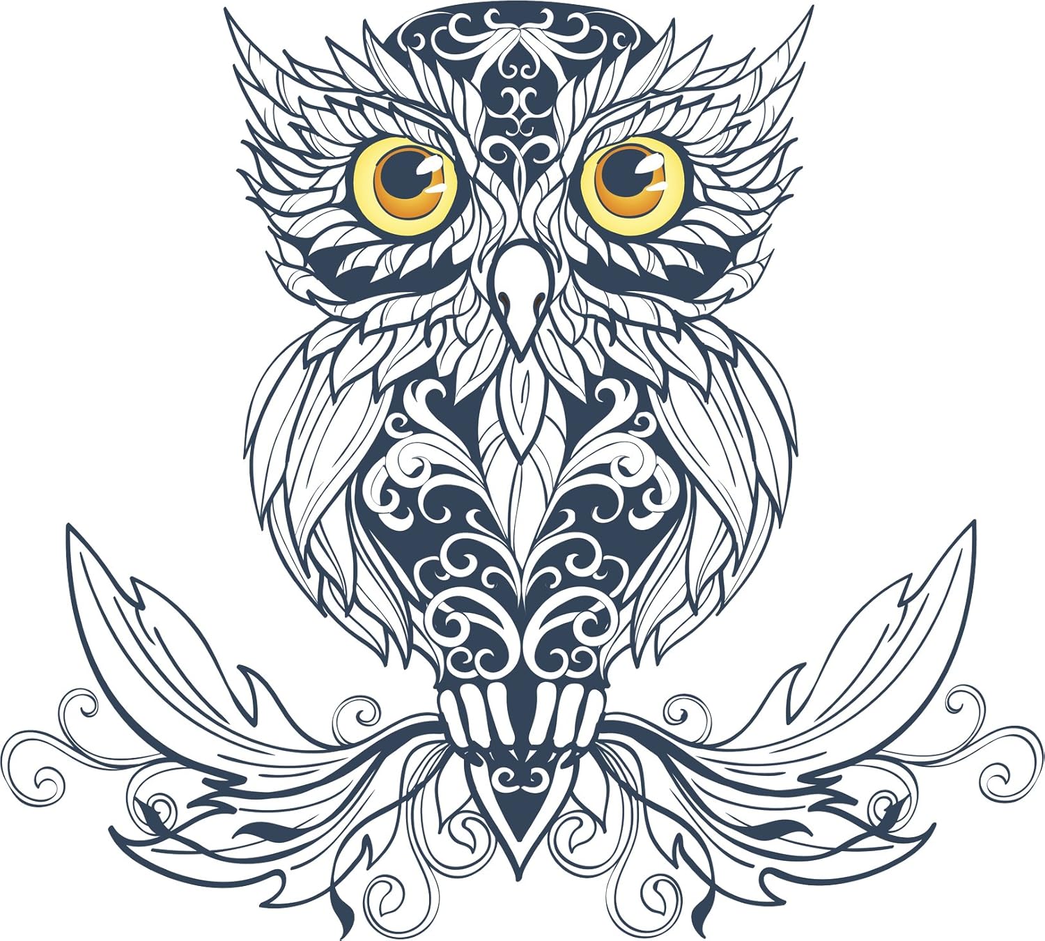 Amazon.com: Divine Designs Simple Elegant Golden Eye Navy Owl Cartoon ...