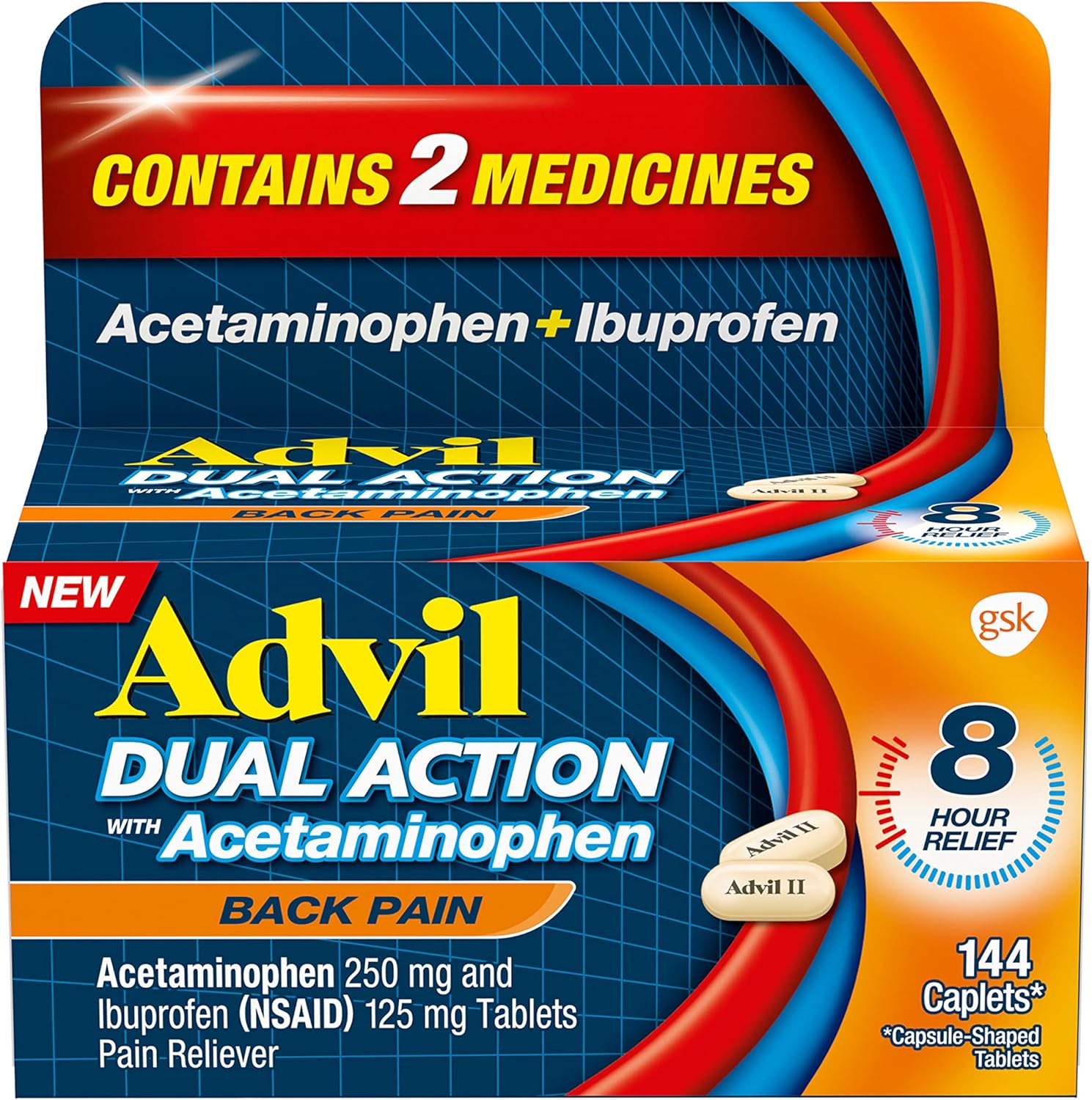 Amazon.com: Advil Dual Action Back Pain Caplets Delivers 250mg ...
