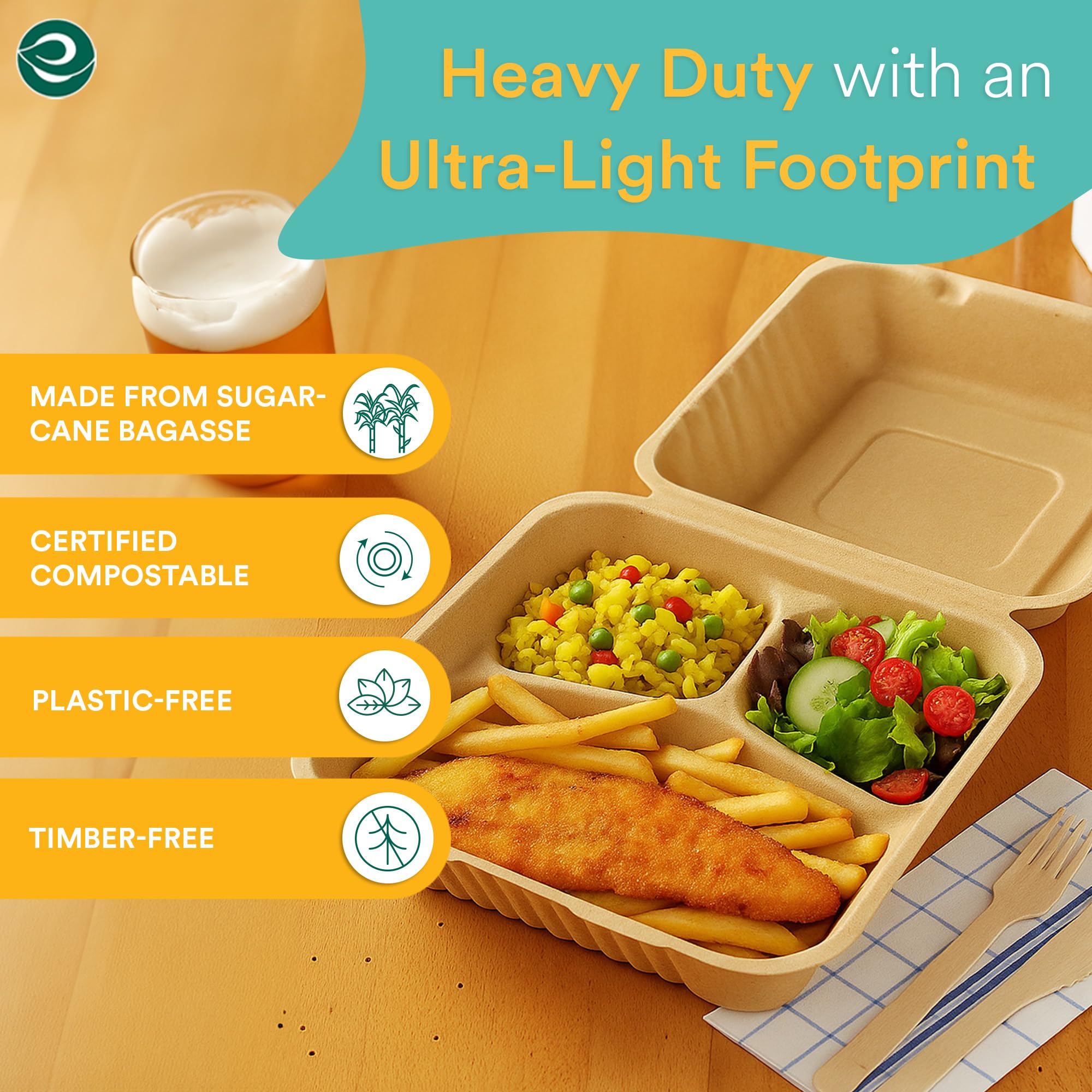 Snapklik.com : ECO SOUL 100% Compostable Clamshell Take Out Food ...