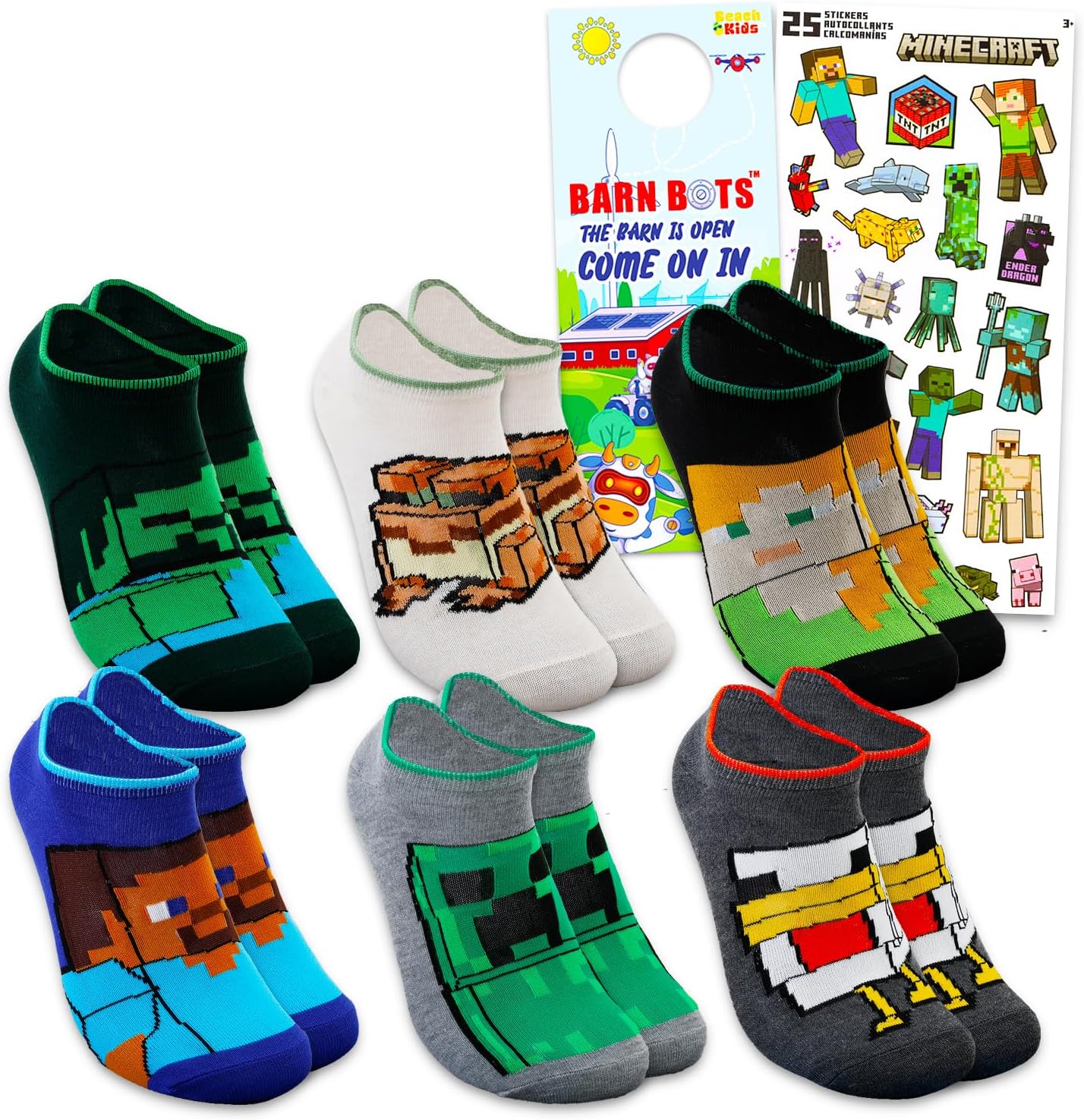 Amazon.com: Minecraft Socks Set - Minecraft Accessories Bundle with 6 ...