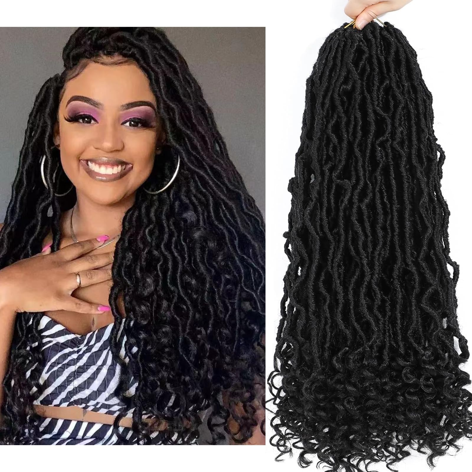 Stephanie 24 Inch Goddess Faux Locs Crochet Braids With Curly Ends 8 ...