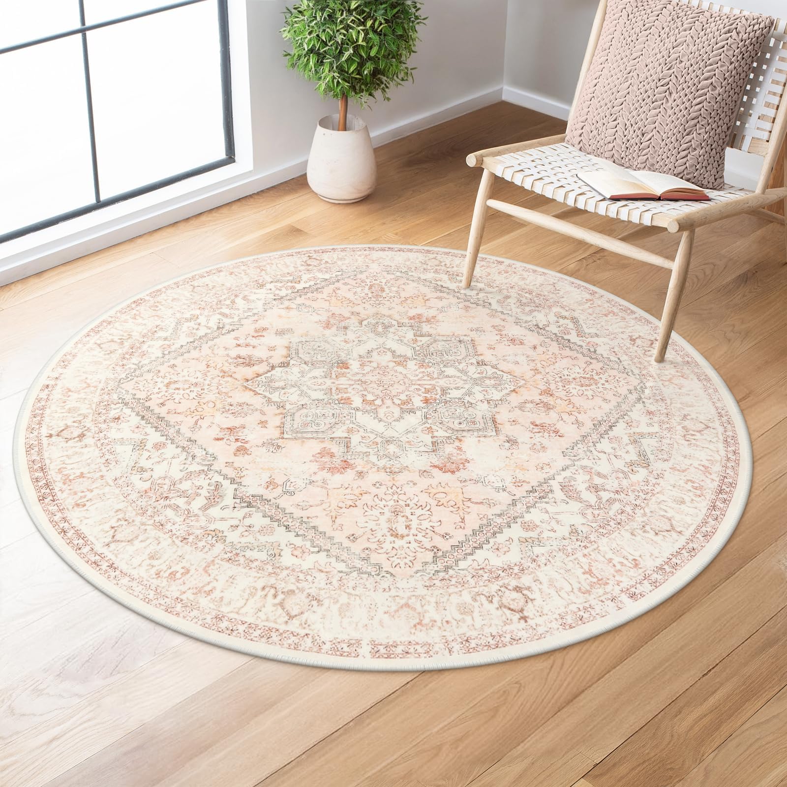 Amazon.com: BILEEHOME 6ft Round 6' Round Rug Washable Rug Area Rug ...