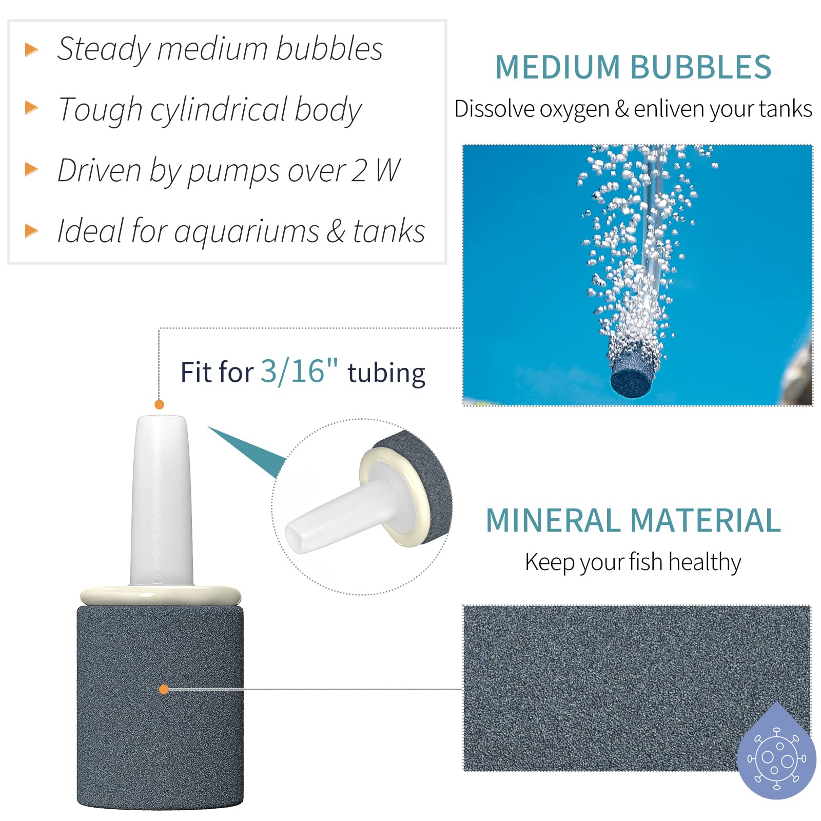 Snapklik.com : Pawfly Aquarium 0.6 Inch Air Stone Cylinder Bubble ...