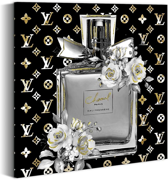 Amazon.com: summer melody Perfume Bottle Canvas Wall Art: Glam Modern Fashion Picture Black ...