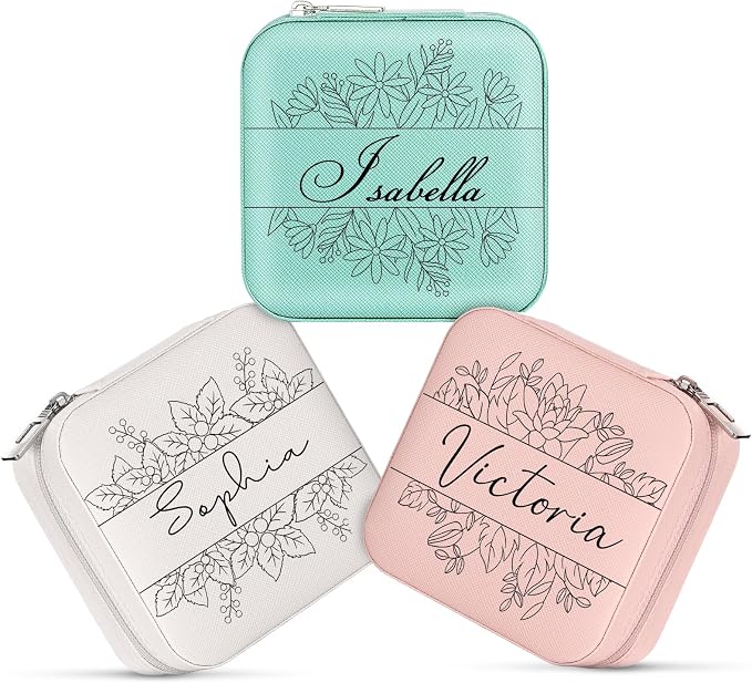 Amazon.com: Chrifansi Personalized Jewelry Box Customized Travel ...