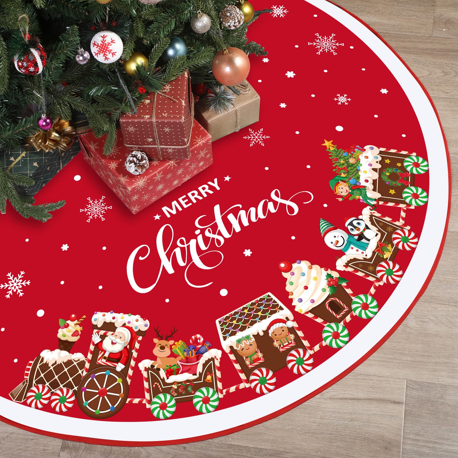 Amazon.com: Maasechs 48 Inch Christmas Tree Skirt Xmas Tree Mat Double ...