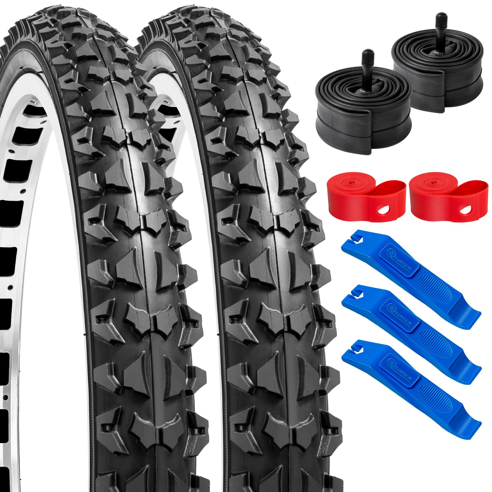 YUNSCM 20" Bike Tires 20 x 2.10/54-406 and 20" Bike Tubes with 2 Rim ...