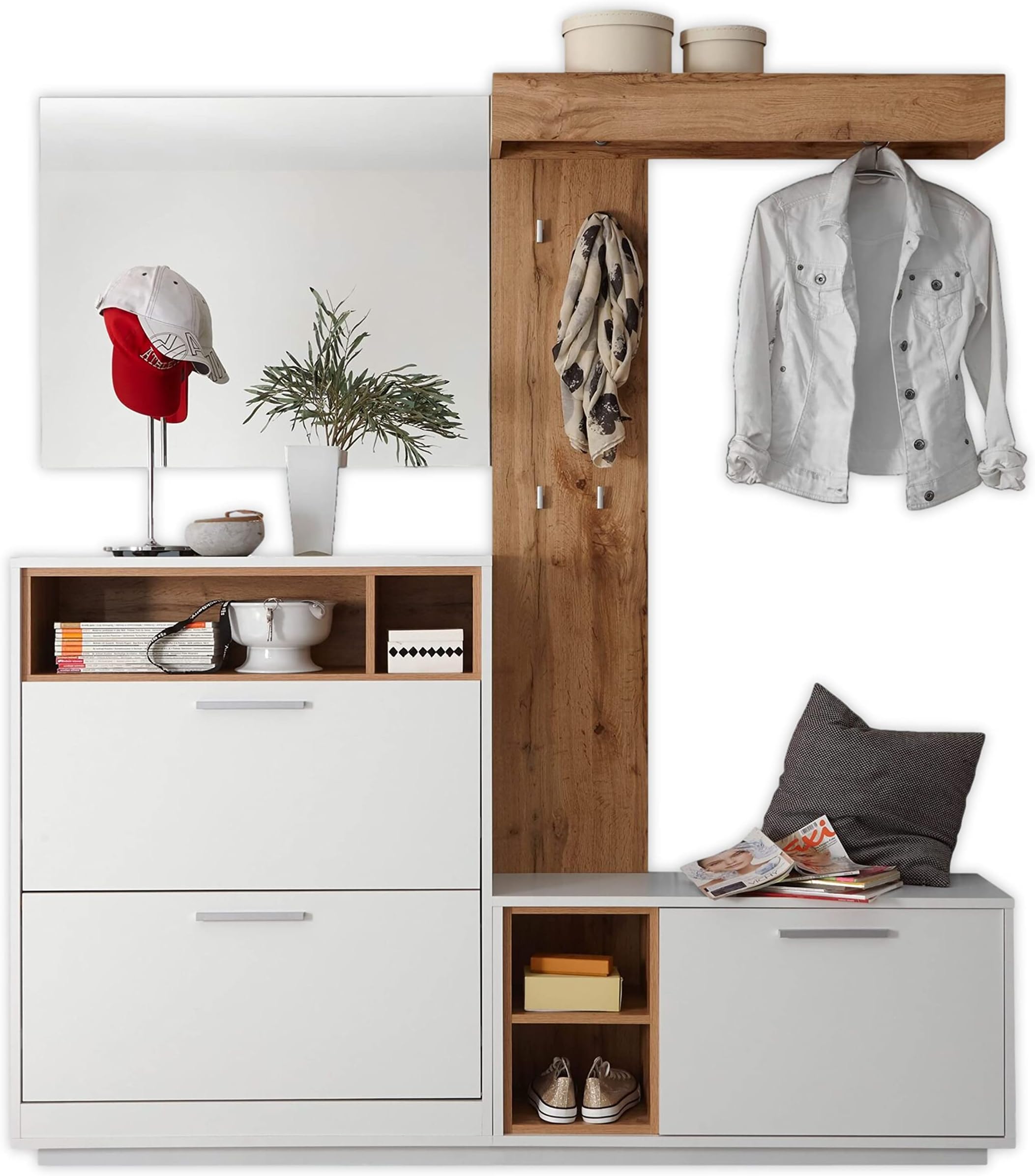 Garderobe mit Spiegel Flurgarderobe Garderobenschrank Kompaktgarderobe ...