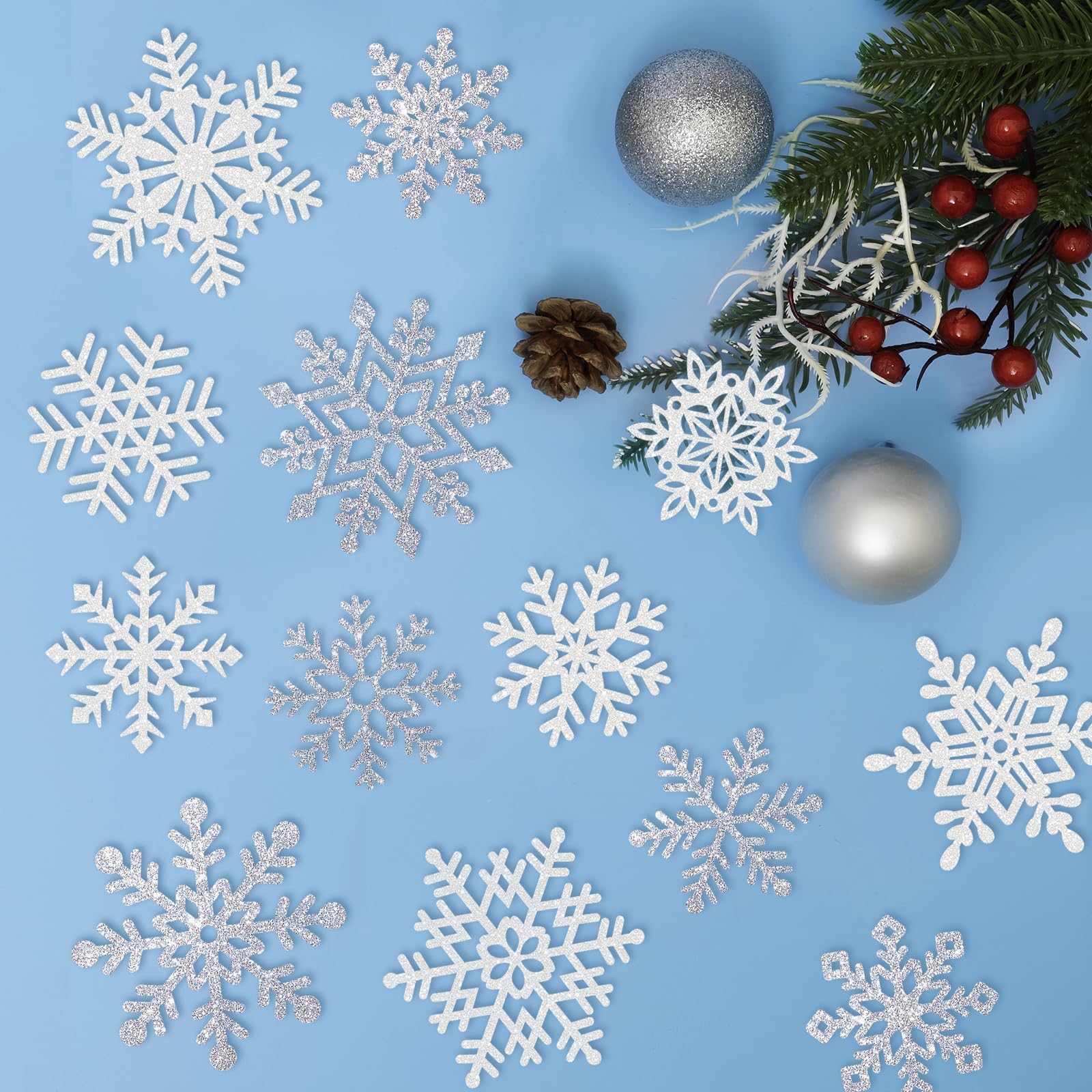 Snapklik.com : Winter Snowflake Cutouts Glitter Paper Snowflake ...
