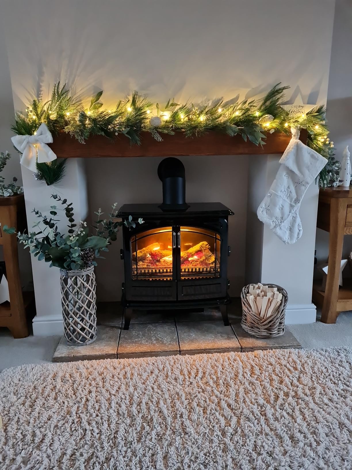 Ivyline Round Kindling Basket in Natural Wicker - Durable Firewood ...