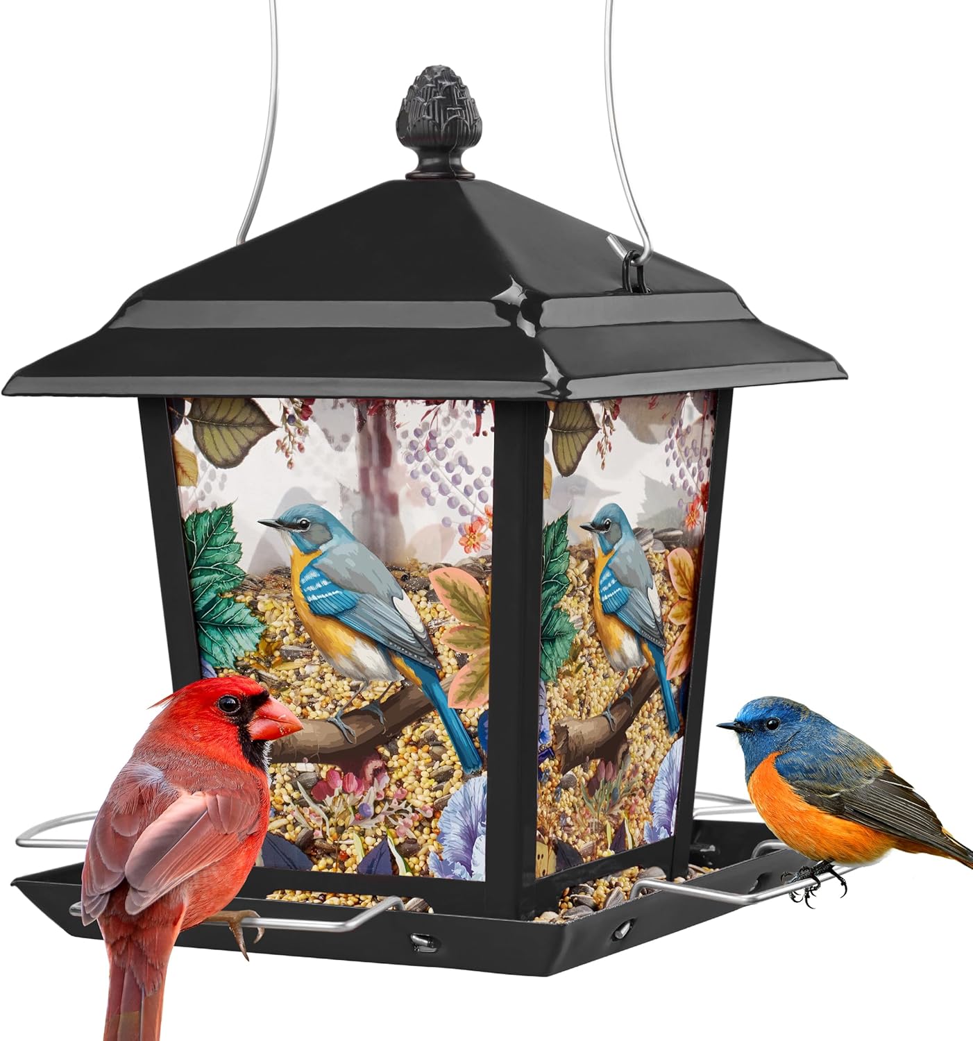 Kingsyard Enchanting Patterned Hopper Bird Feeder - Outdoor Hanging ...