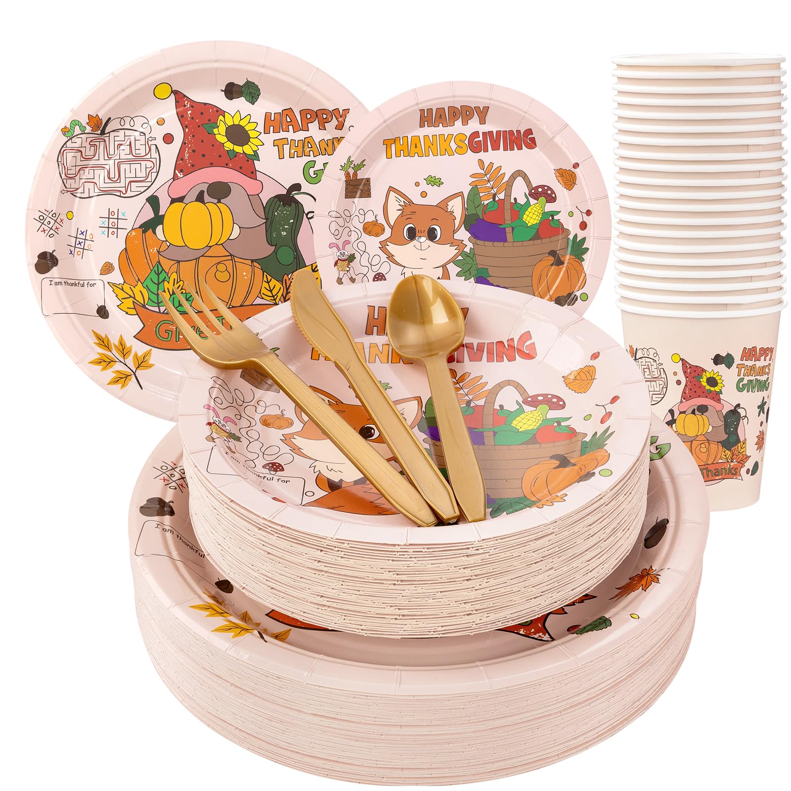 Amazon.com: WELLIFE 180Pcs Thanksgiving Paper Plates, Thanksgiving ...