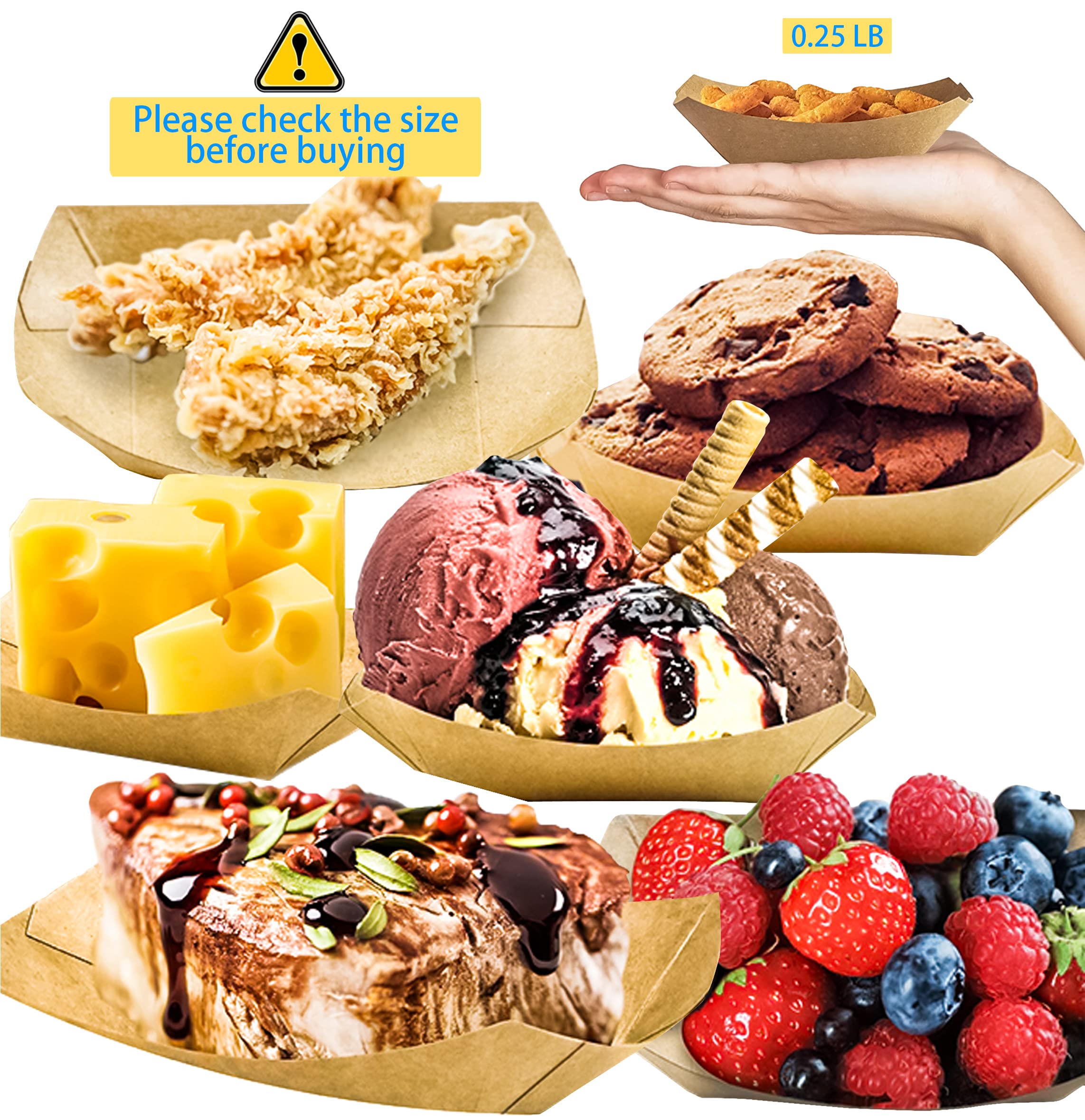 Snapklik.com : MotBach 400 Pack 1/4 Lb Paper Food Boat Trays Disposable ...