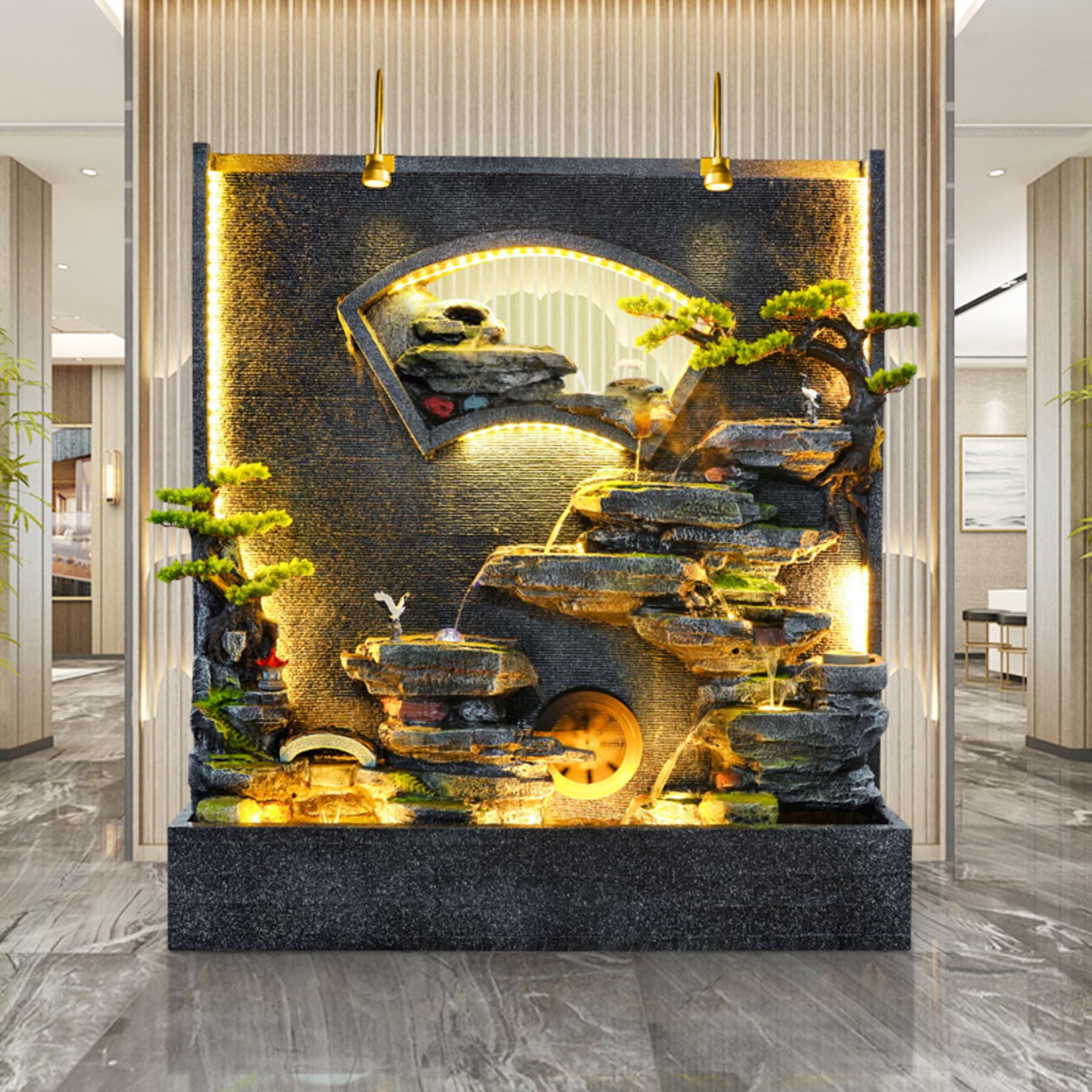 Indoor Wall Waterfalls Design 46" Tall X 14" Wide Waterfall Wall