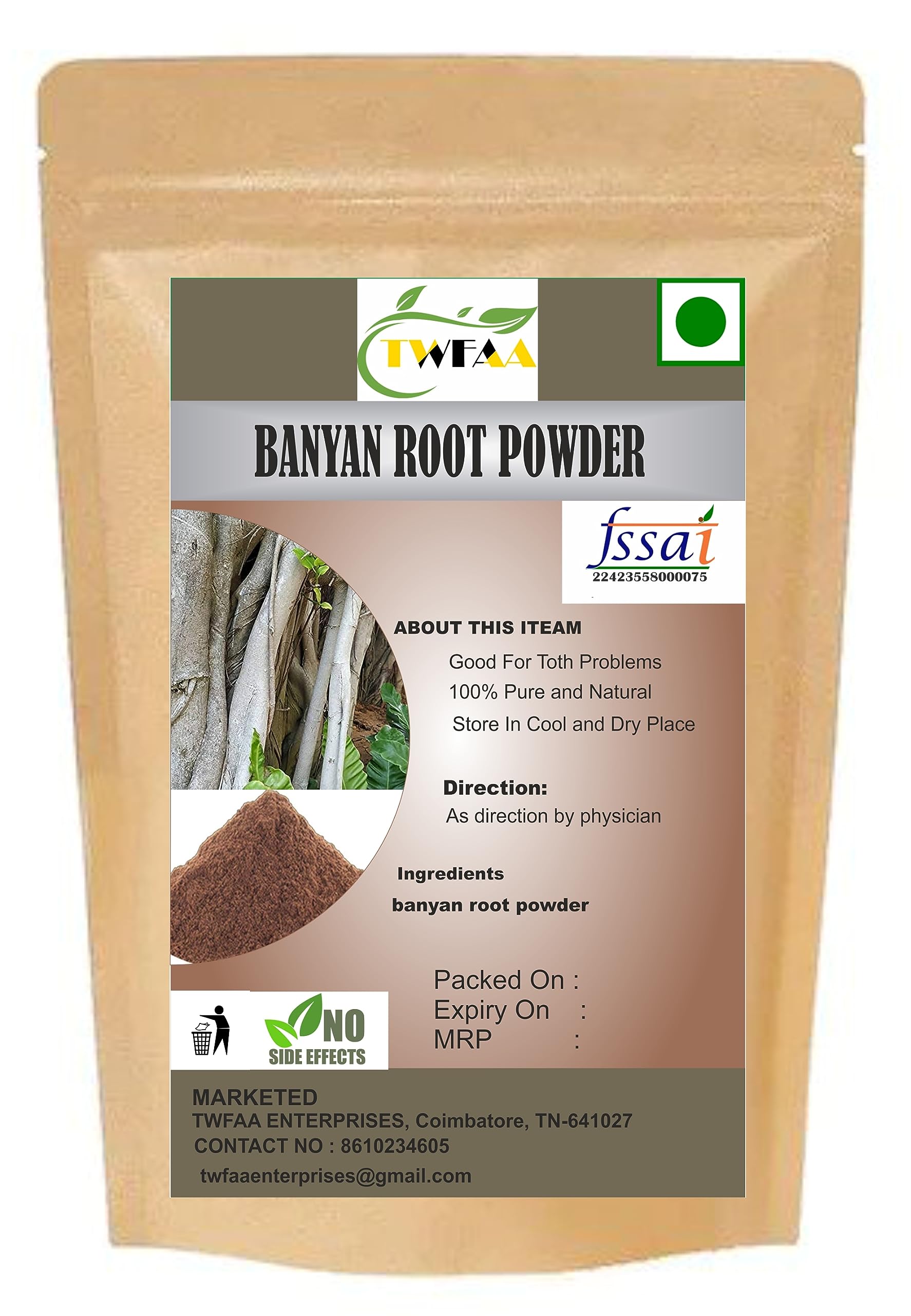 Twfaa Banyan Root Powder Alam pattai powde 200 gm : Amazon.in: Beauty
