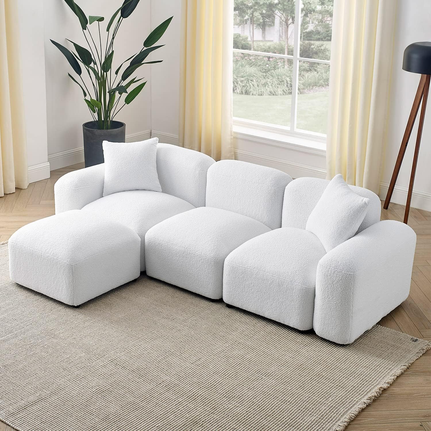 Amazon.com: kevinplus 94.5'' White Modular Sectional Sofa Cloud Couch ...