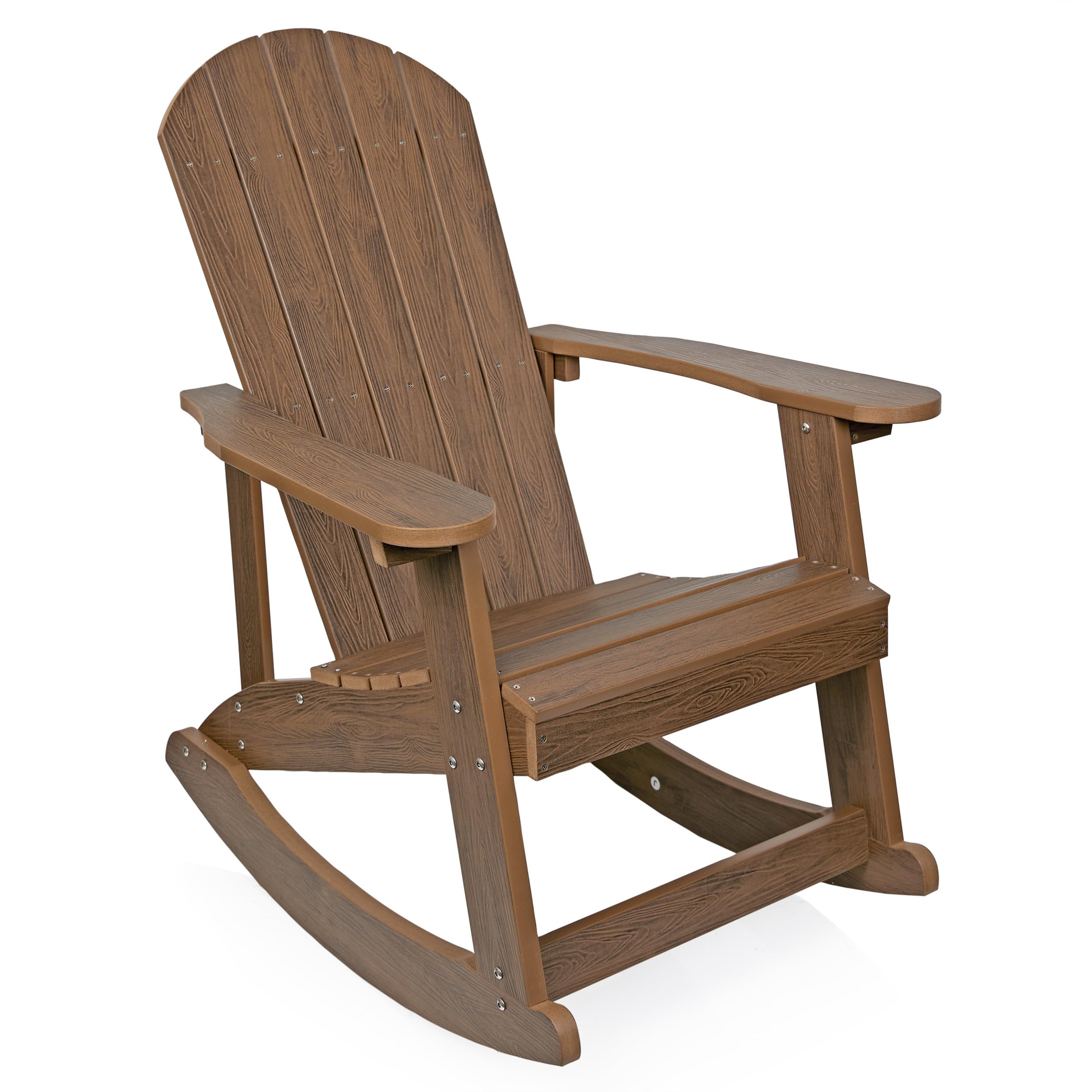 Amazon.com : Alpine Corporation Dark Teak Adirondack Rocking Chair ...
