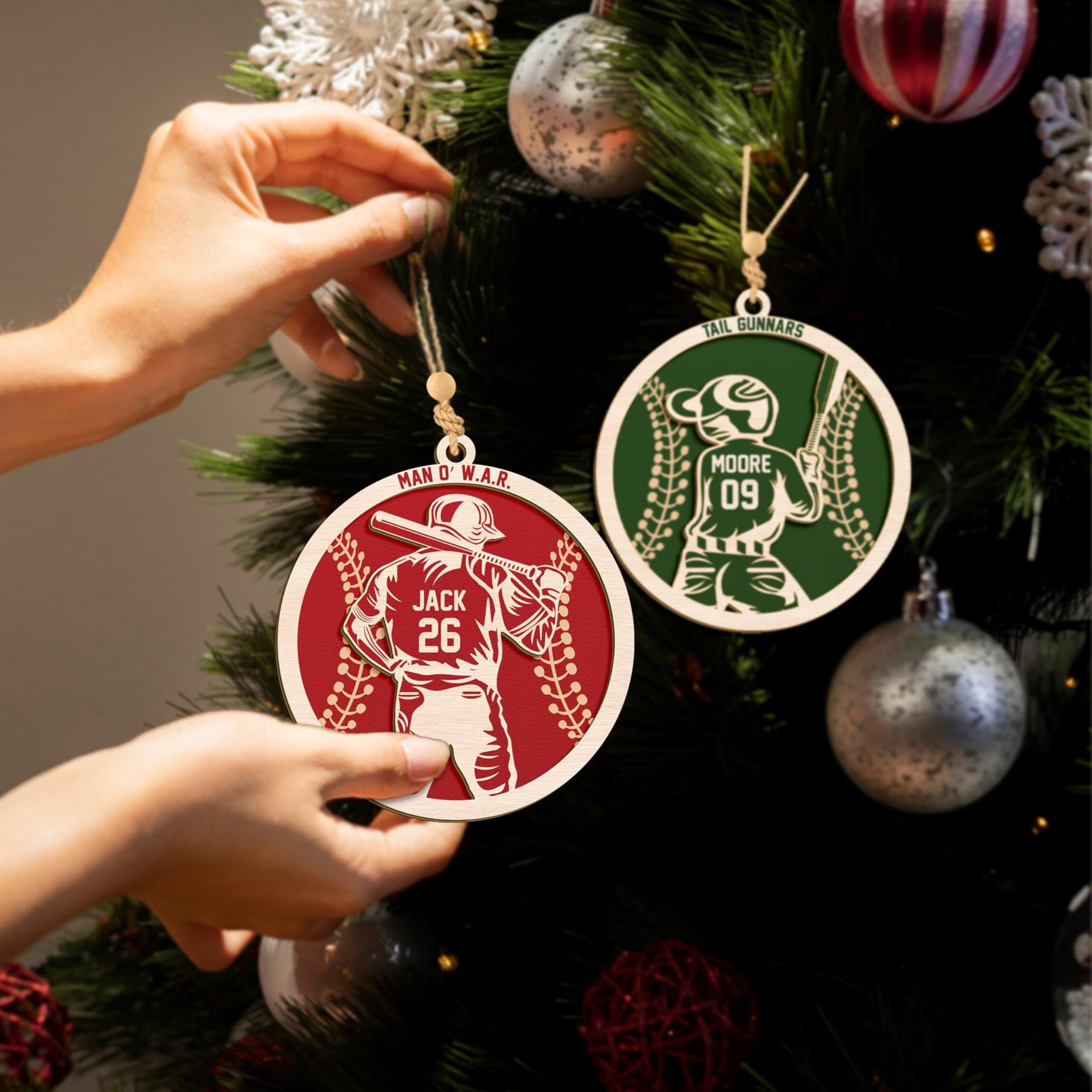 Amazon.com: Personalize Baseball Ornament, Custom Christmas Baseball ...