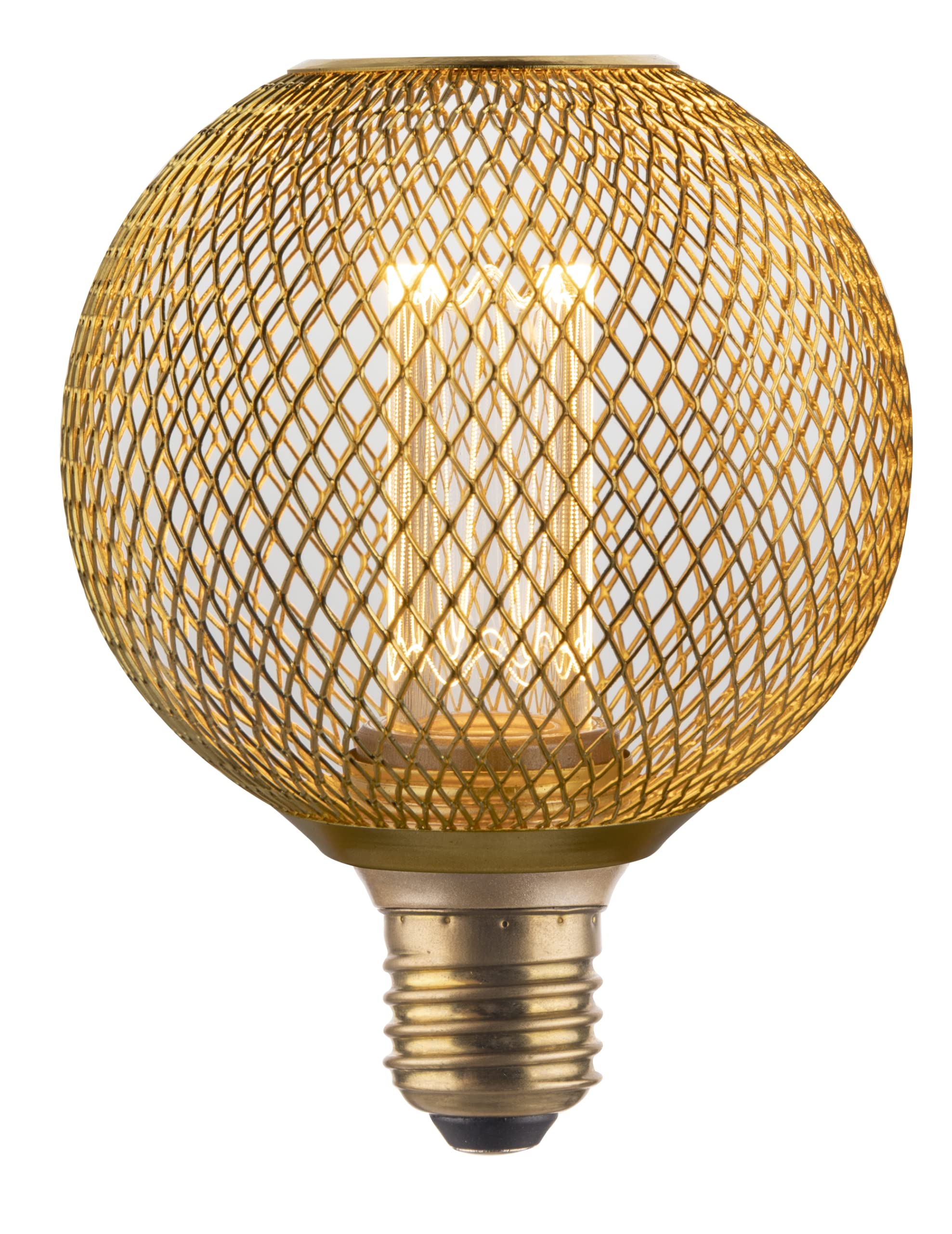 Harwez Decorative LED Light Bulb, Golden Metal Mesh Cover, E26 Medium ...