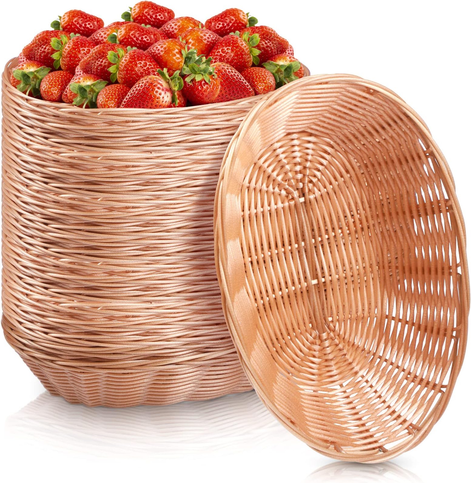 Amazon.com: 12 Pack Bulk Plastic Oval Basket Small Fruit Bread Basket ...