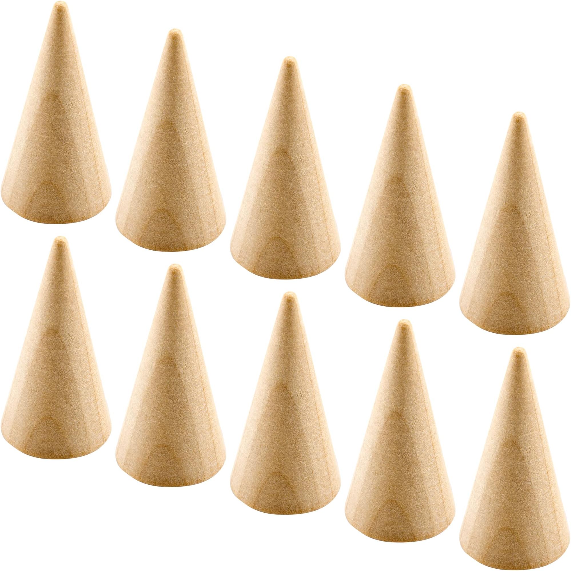 Amazon.com: IFAMIO 10 Pieces Wood Ring Cone Stand Wooden Single Ring ...