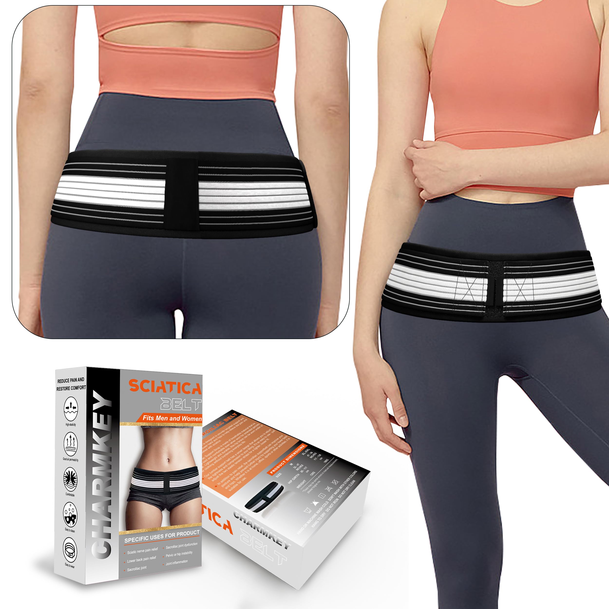 Buy CHARMKEY Sacroiliac SI Joint Hip Belt - Lower Back Support Brace ...