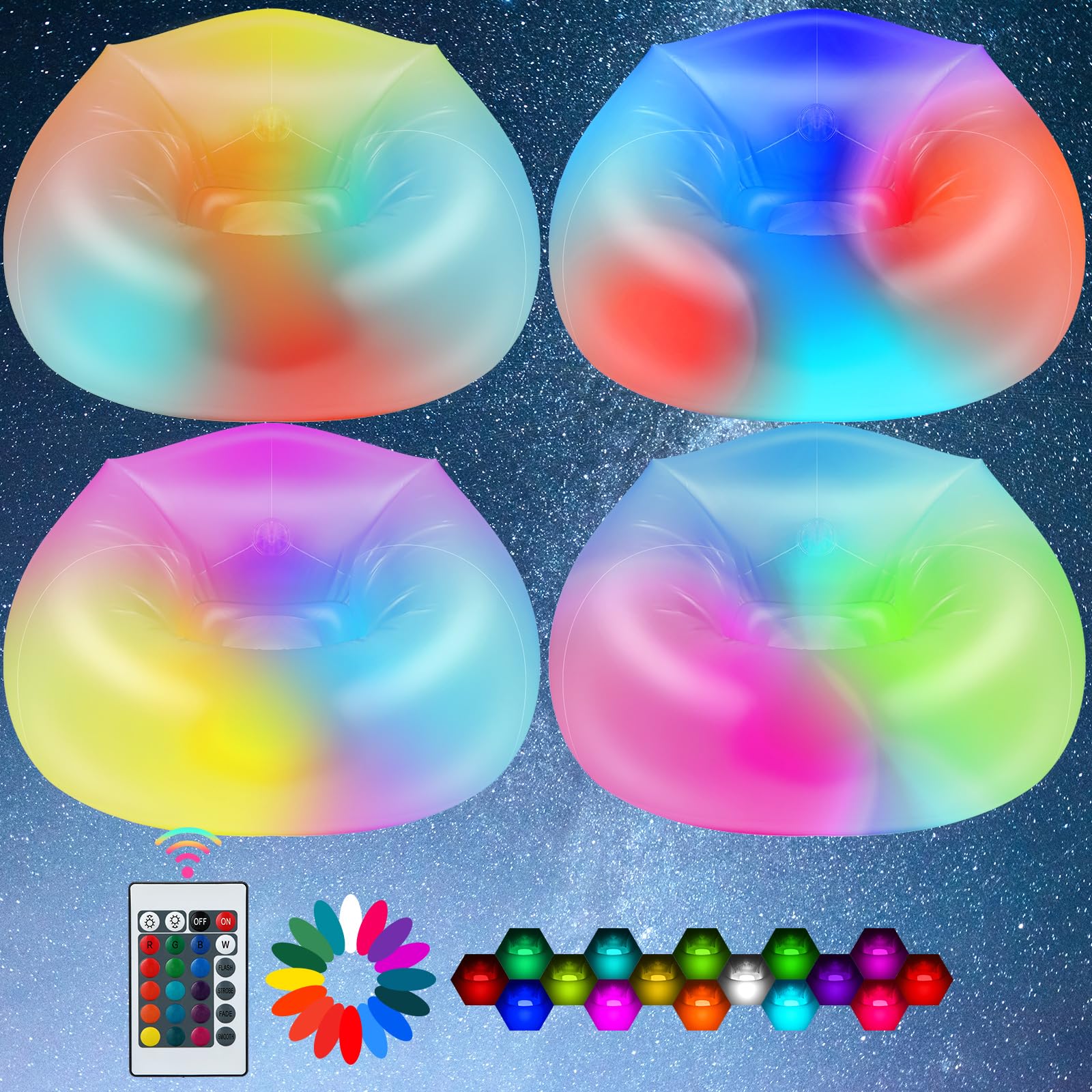 Amazon.com: Burbell 4 Pcs Inflatable LED Chair Light up Light up Chair ...