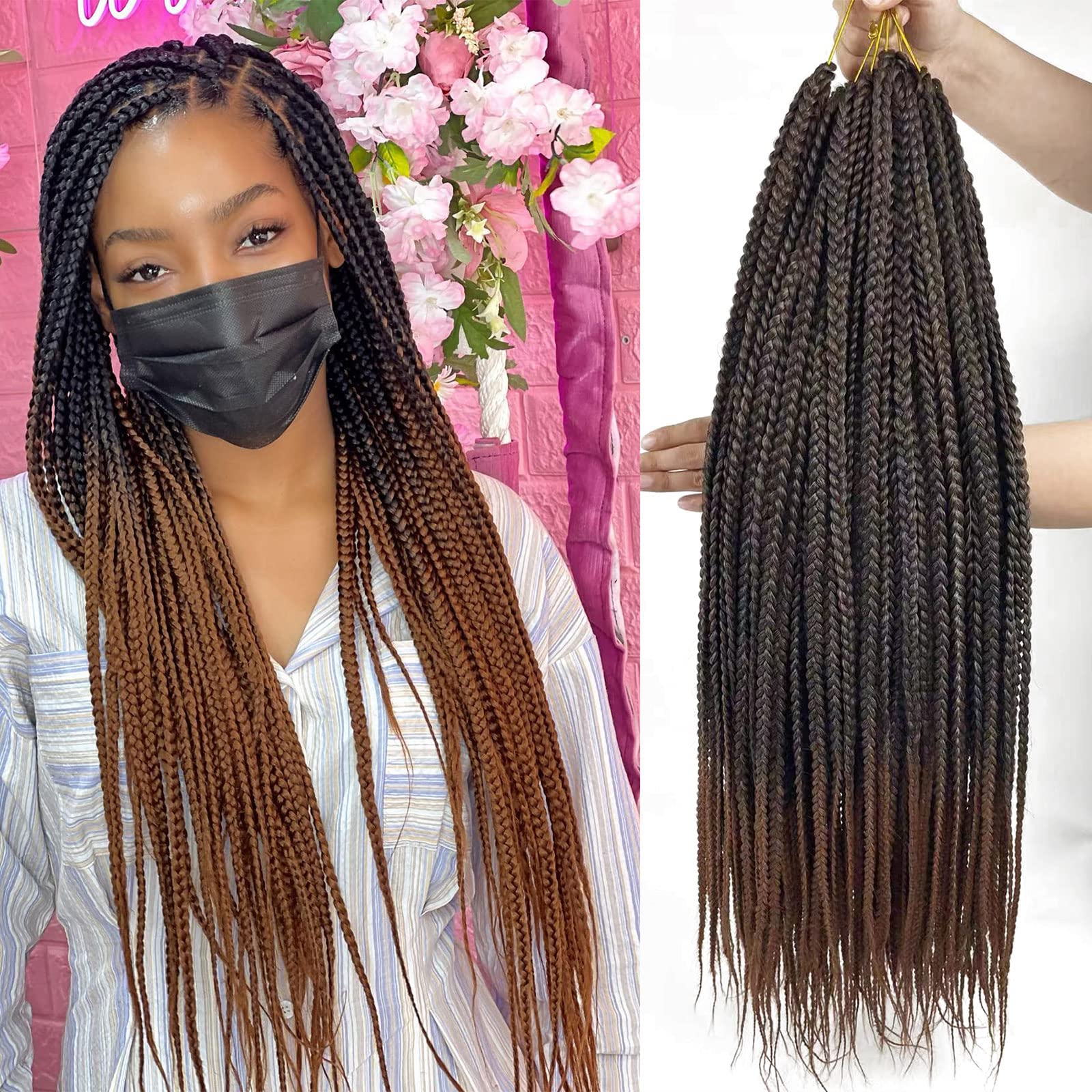 Buy 24 Inch Box Braid Crochet Hair 144 Strands Crochet Box Braids Hair ...