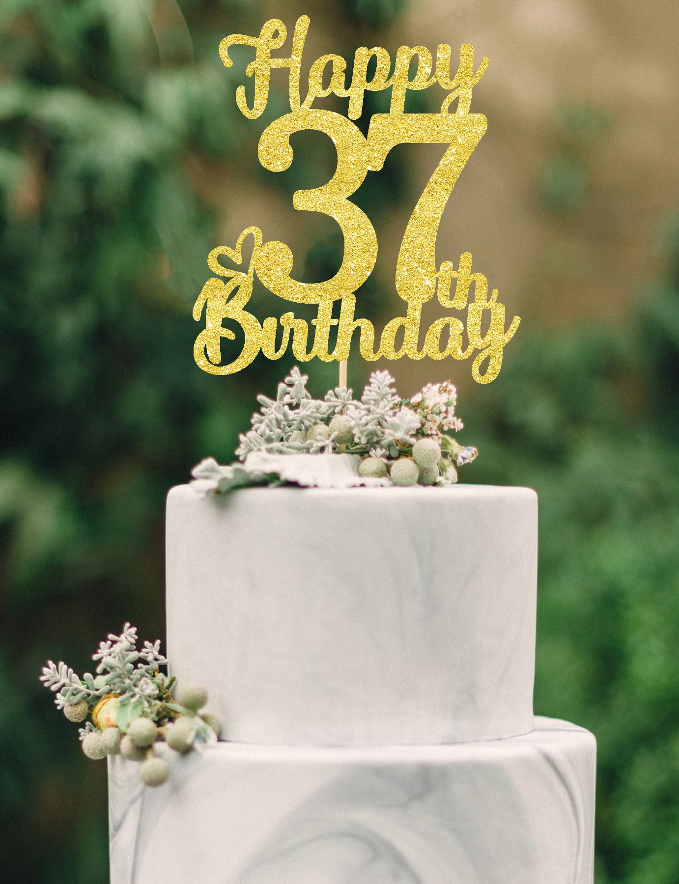 Snapklik.com : 37 Birthday Cake Toppers-Gold Glitter, 37th Cake Topper ...