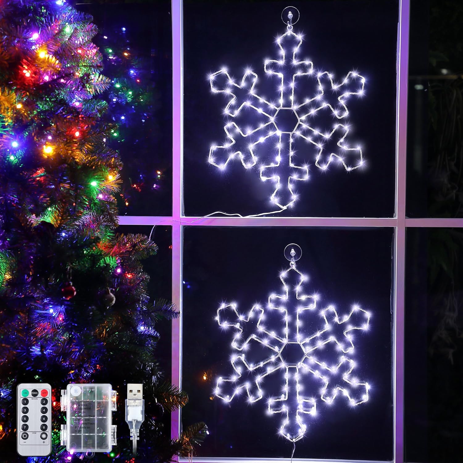 Amazon.com: Hiboom Christmas Window Silhouette Lights, LEDs White ...