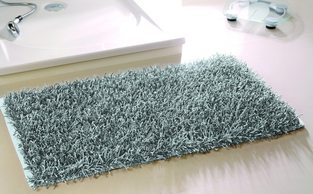 Gözze Badteppich Shaggy Metallic Silber : Amazon.de: Küche, Haushalt ...