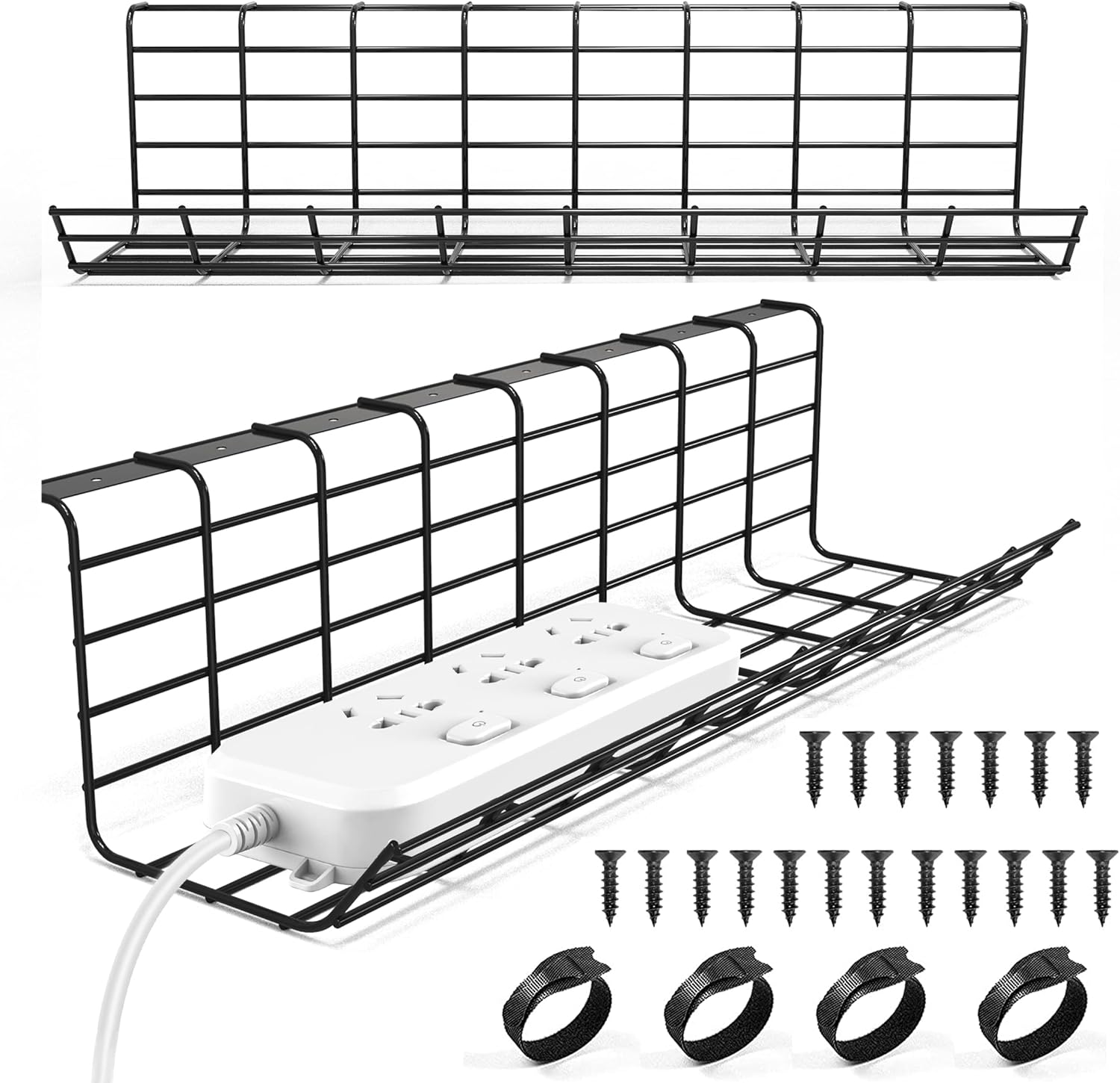 Newthinking 2 Pack Under Desk Cable Management, Heavy Duty Cable ...
