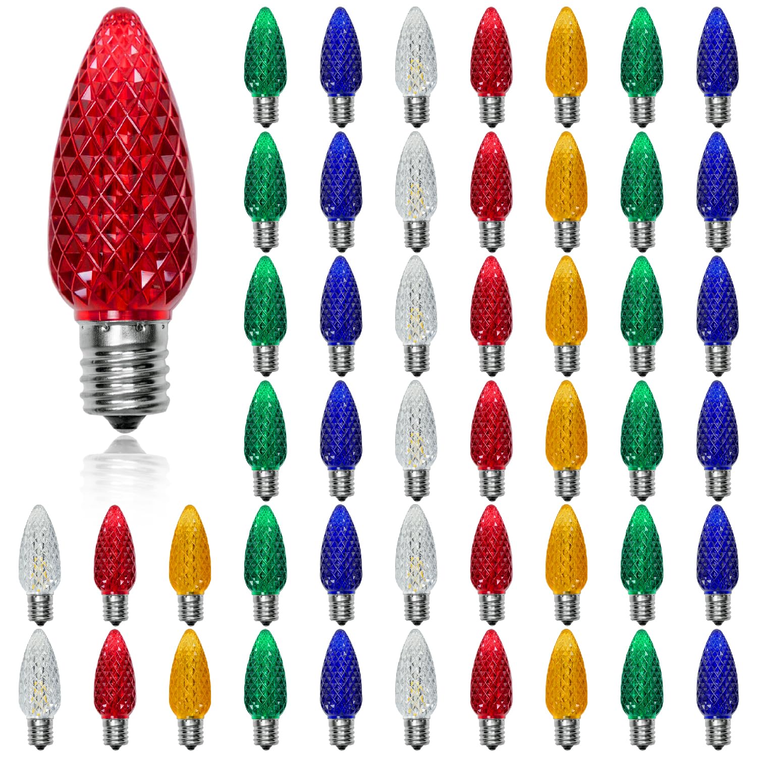 50 Pack Multicolor C9 LED Christmas Lights Replacement Bulbs ...