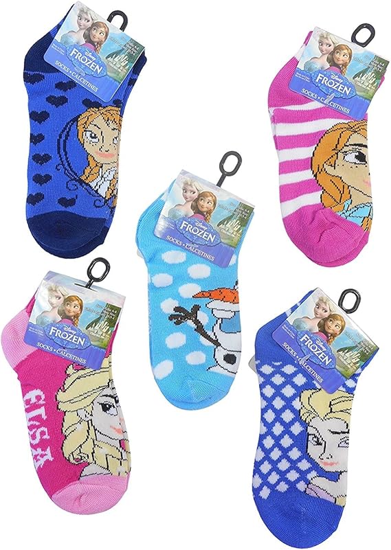 Amazon.com: Disney Frozen Girl's Ankle No Show Socks 5 Pack Size 6-8 ...