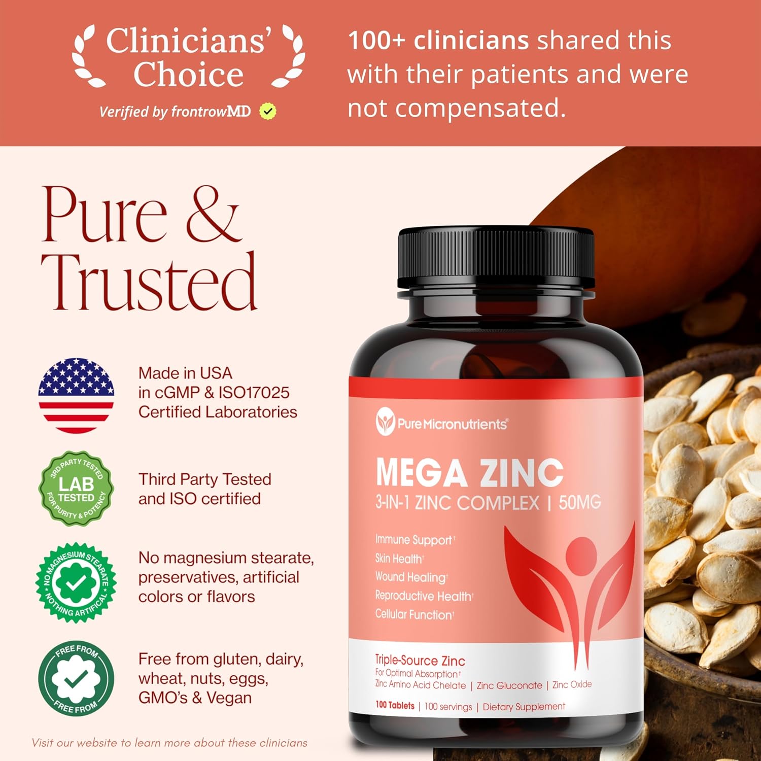 Mega Zinc Supplement, 50mg, 3-in-1 Zinc Complex, 100 Philippines | Ubuy