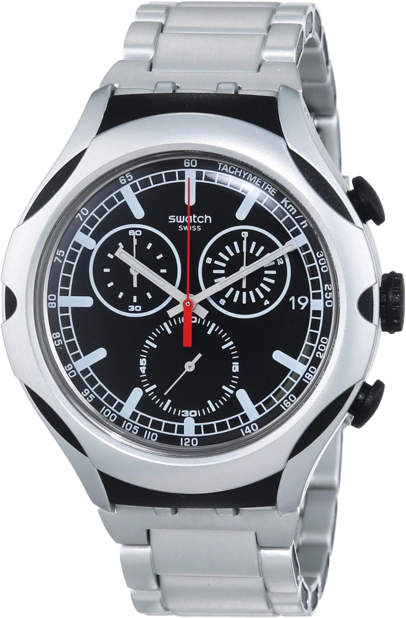 Swatch Yvs451 Rubber Chronograph Black-Dial Round Analog Watch for Men ...